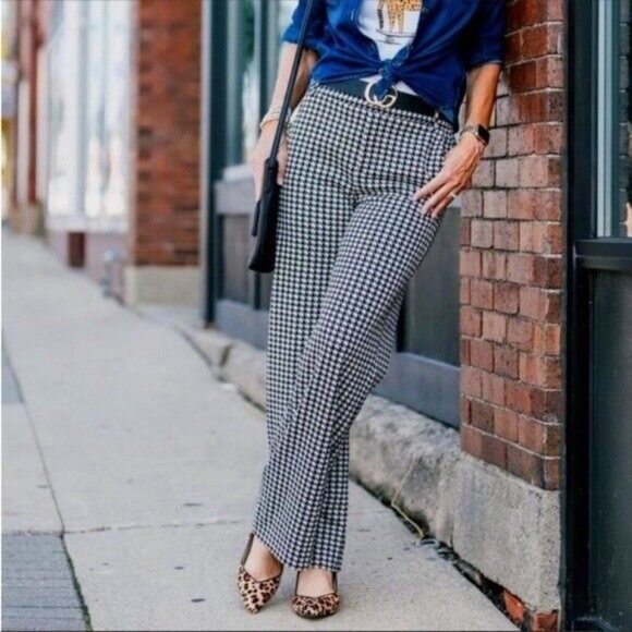CAbi | Pants & Jumpsuits | Cabi Pants L Black White Houndstooth Wide ...
